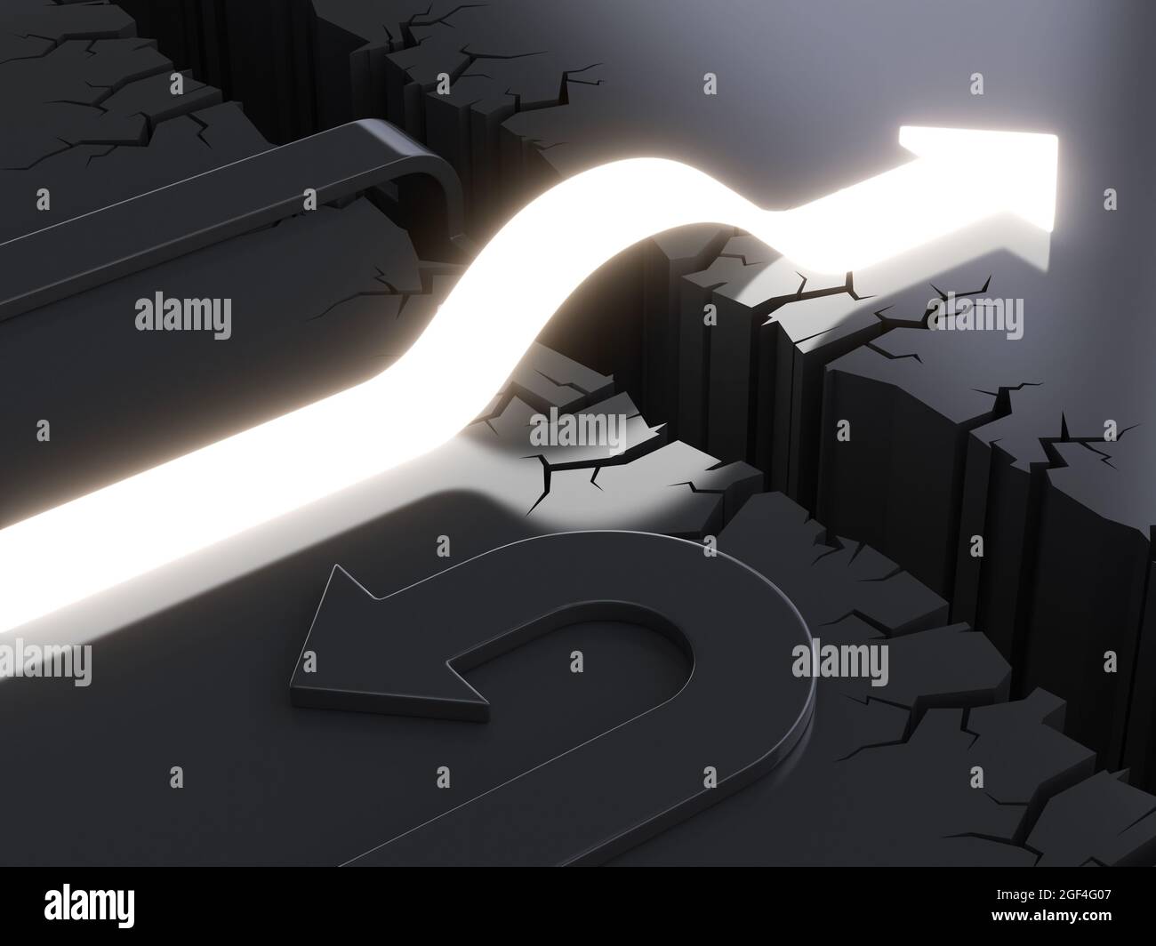 3d arrows crossing or failing to cross obstacle, success or failure ...