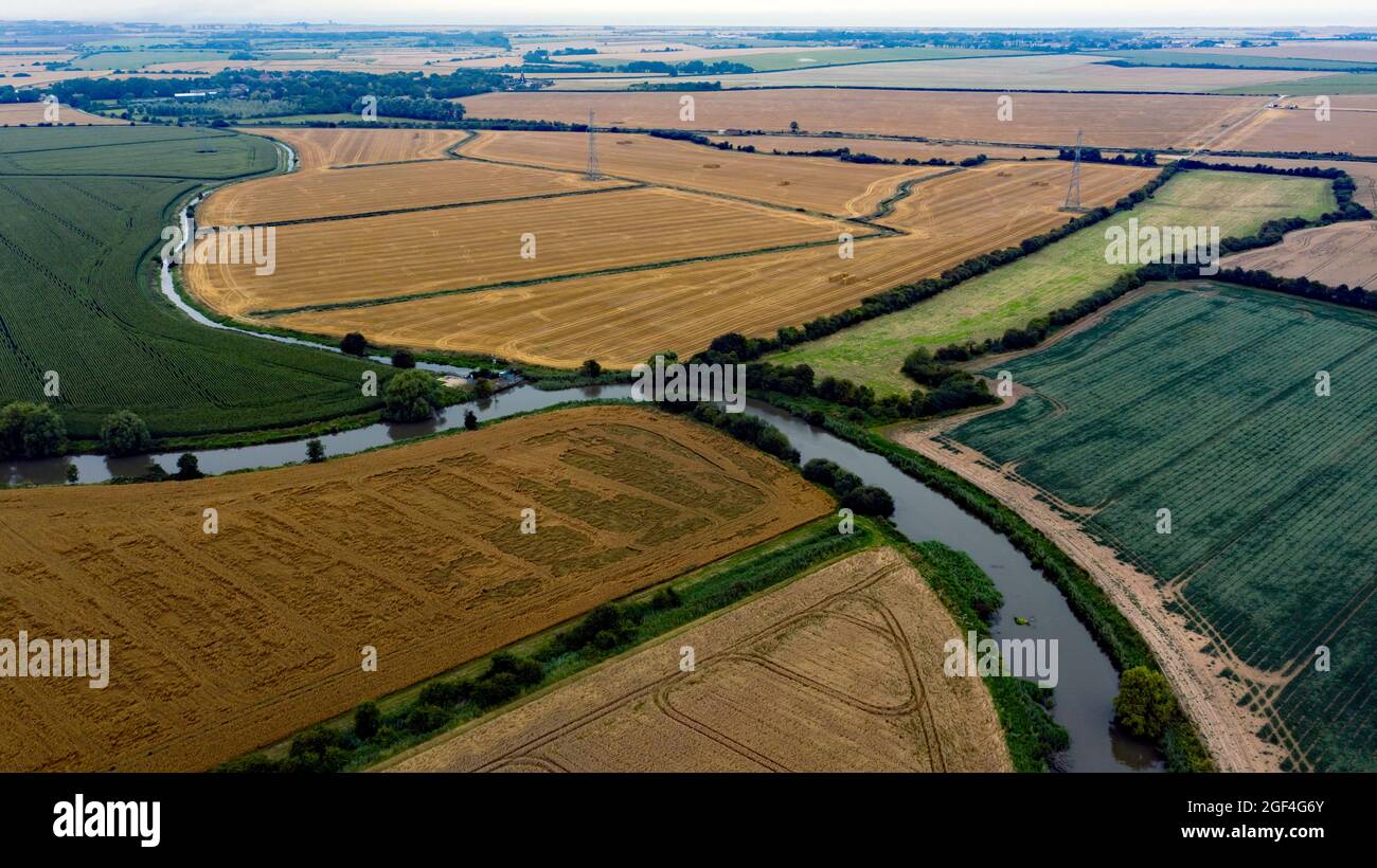Aerial view over the Stourmouth Valley and the Sarre Marshes, Kent ...