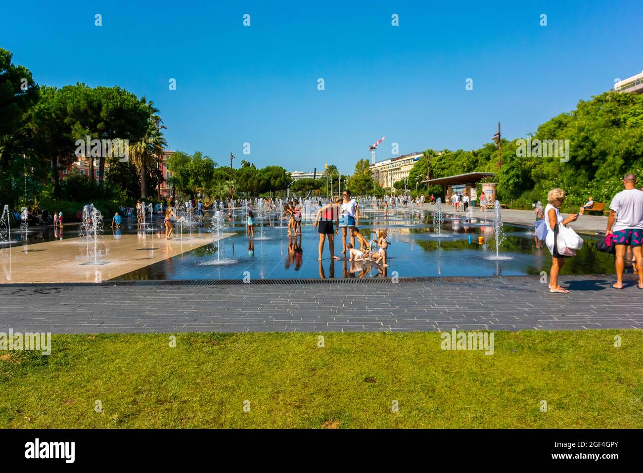 Nice, France, Large Crowd People Enjoying French Public Pool in Urban ...