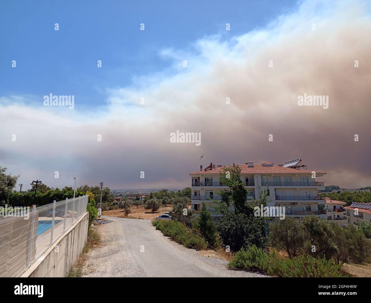ANTALYA, TURKEY - Jul 28, 2021: The smoke from the Great forest fire in ...