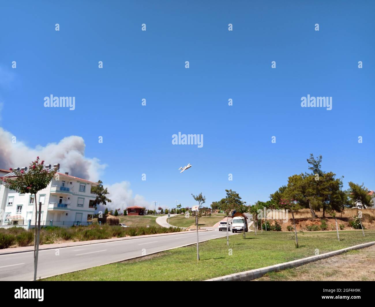 ANTALYA, TURKEY - Jul 28, 2021: The smoke from the Great forest fire in ...