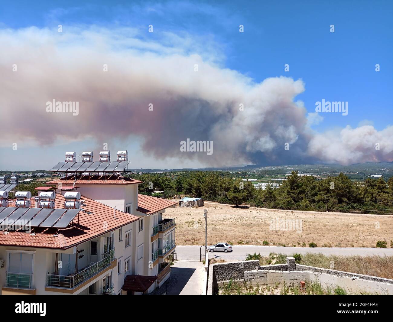 ANTALYA, TURKEY - Jul 28, 2021: The smoke from the Great forest fire in ...