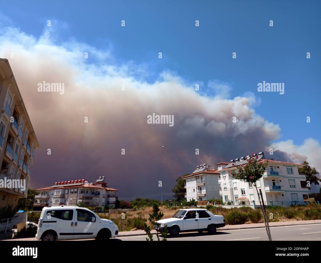 ANTALYA, TURKEY - Jul 28, 2021: The smoke from the Great forest fire in ...
