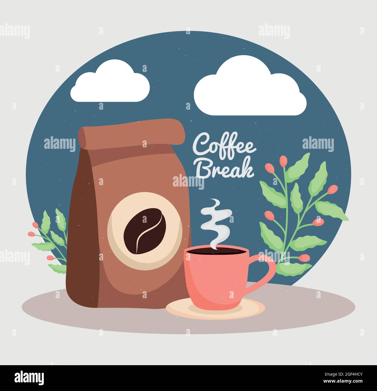 coffee break illustration with mug and bag Stock Vector Image & Art - Alamy