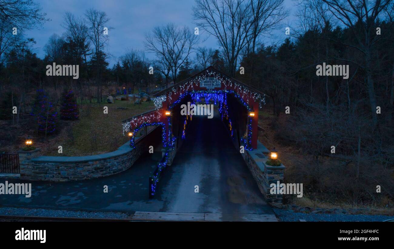 Aerial View of a Large Christmas Display Covering Buildings and Grounds ...