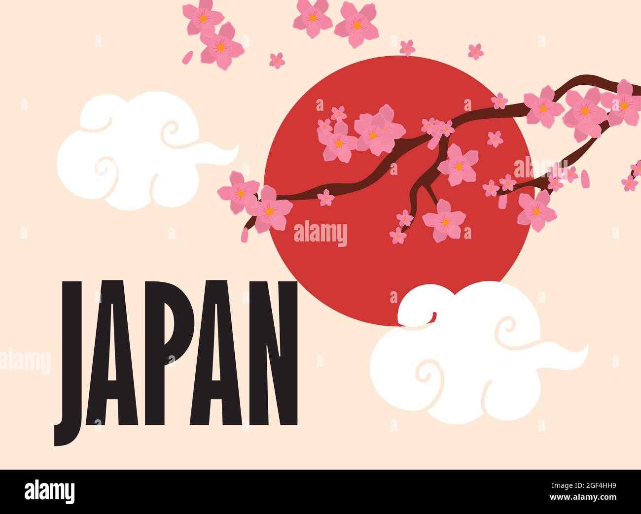 poster japan with sakura flowers decoration Stock Vector Image & Art ...
