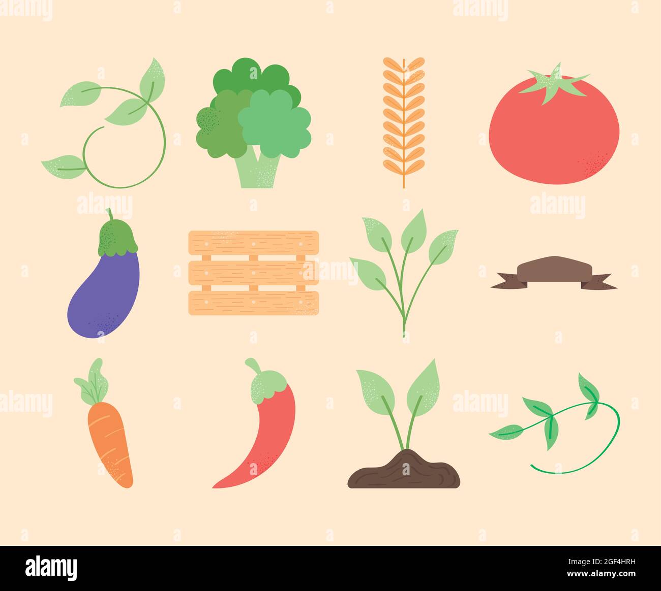 fresh vegetables and plants icon set Stock Vector Image & Art - Alamy