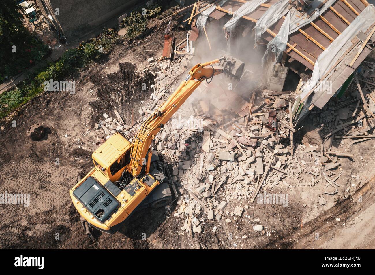 Demolition of old house building process for new construction by ...