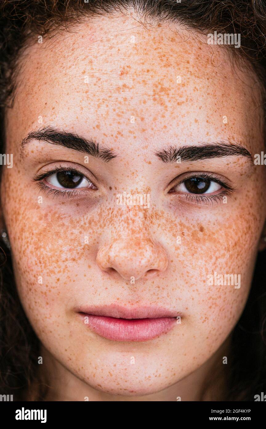Beautiful young woman freckles hi-res stock photography and images - Alamy