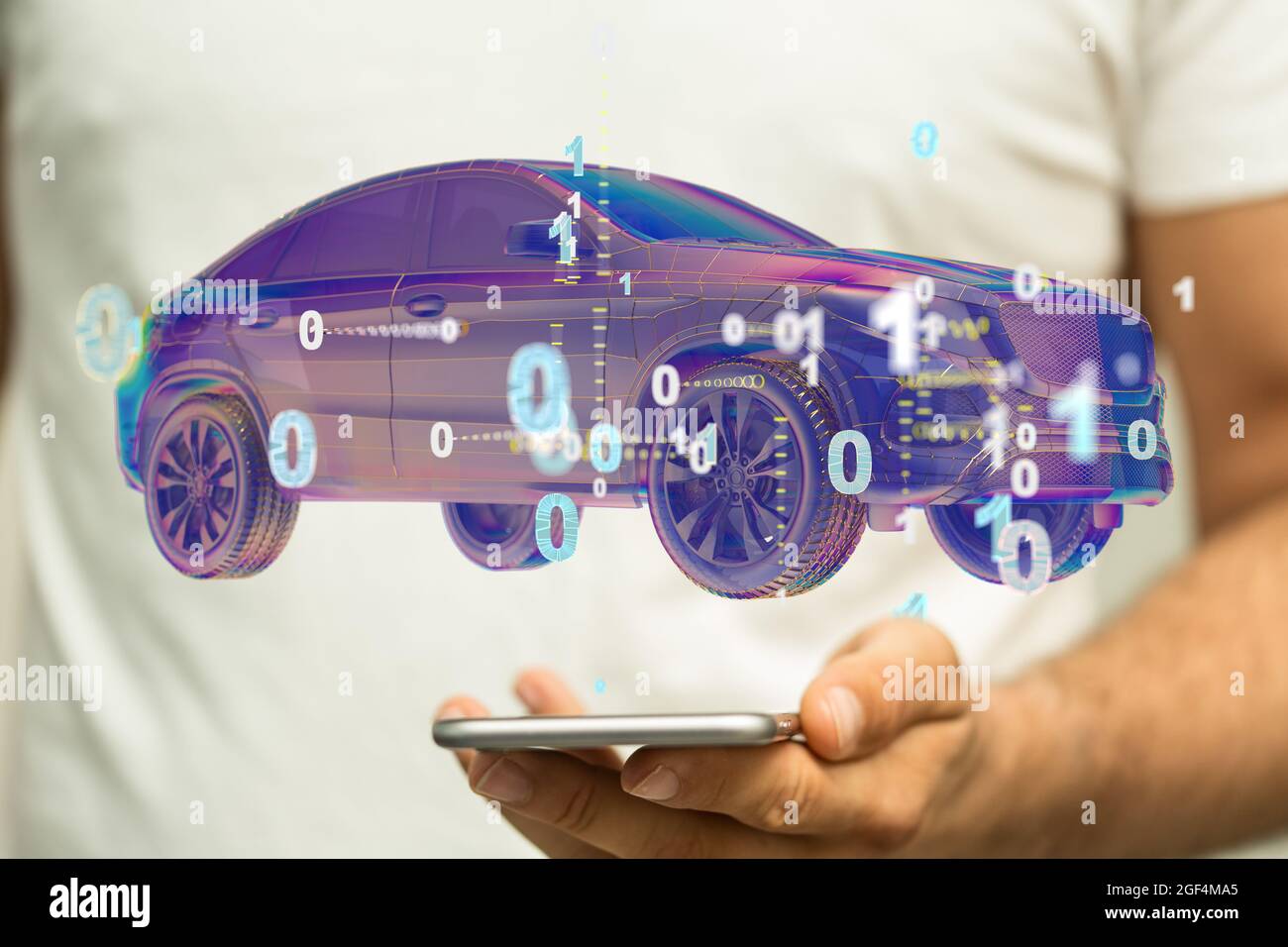 3D render of autonomous driving icon with an electric car Stock Photo ...
