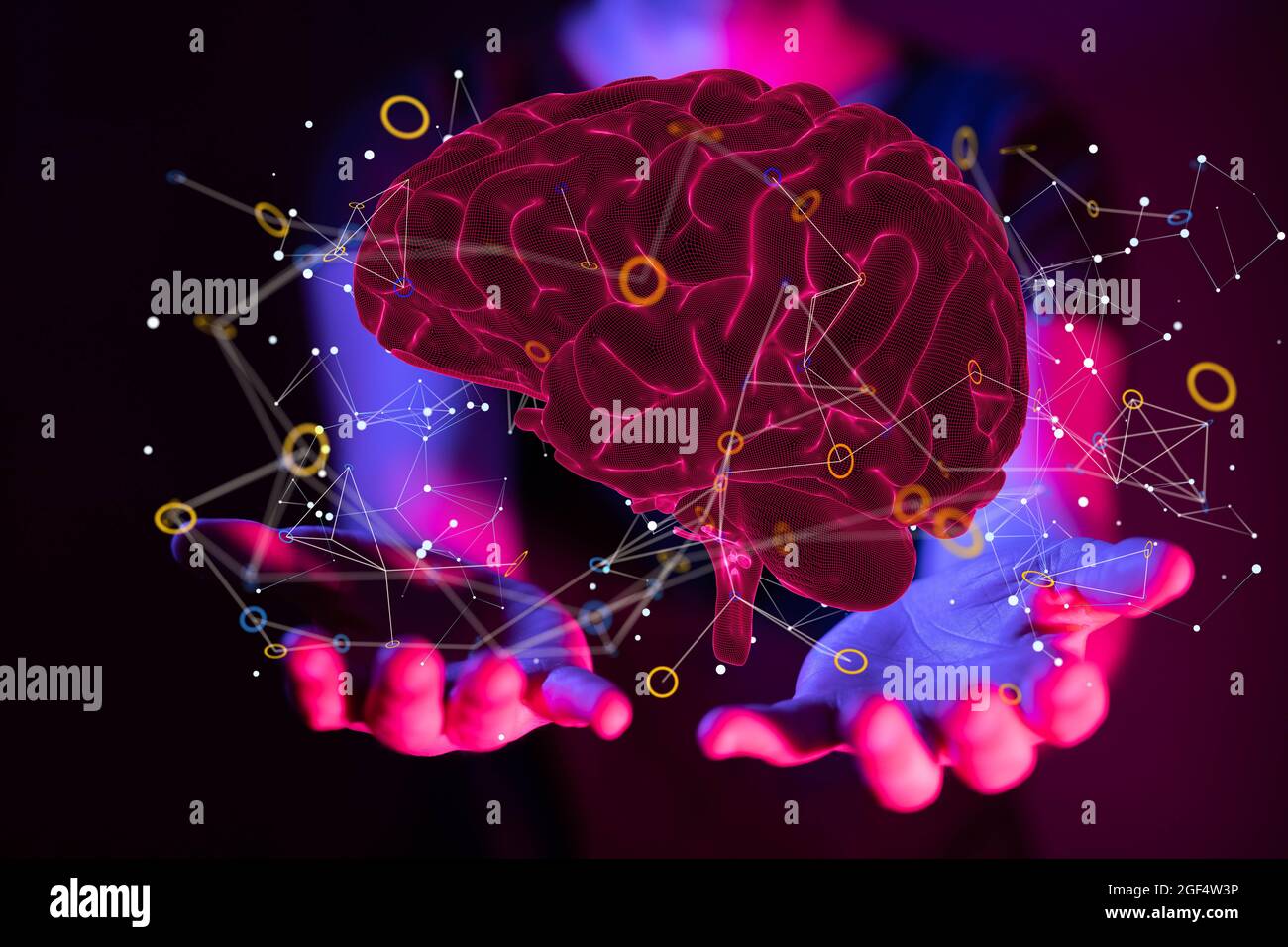Person presenting a 3D render of human brain - IQ testing and ...