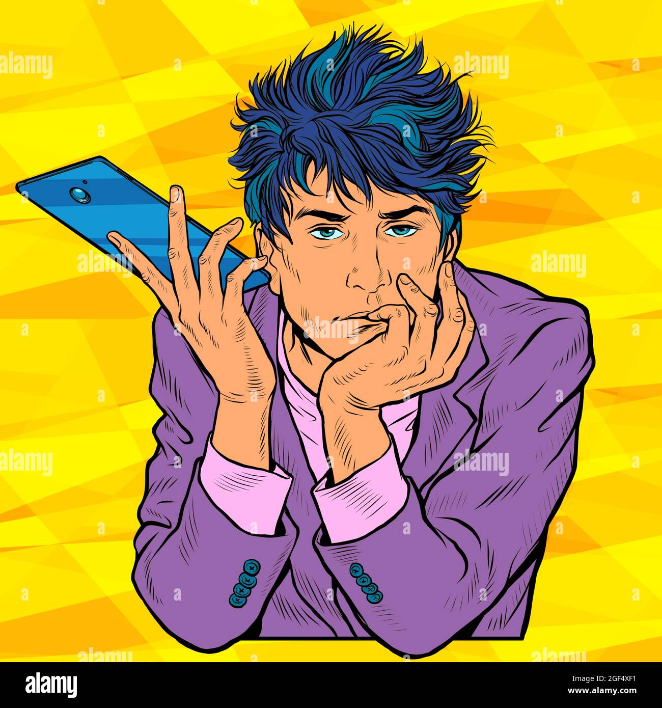 Man thinking phone call Stock Vector Images - Alamy