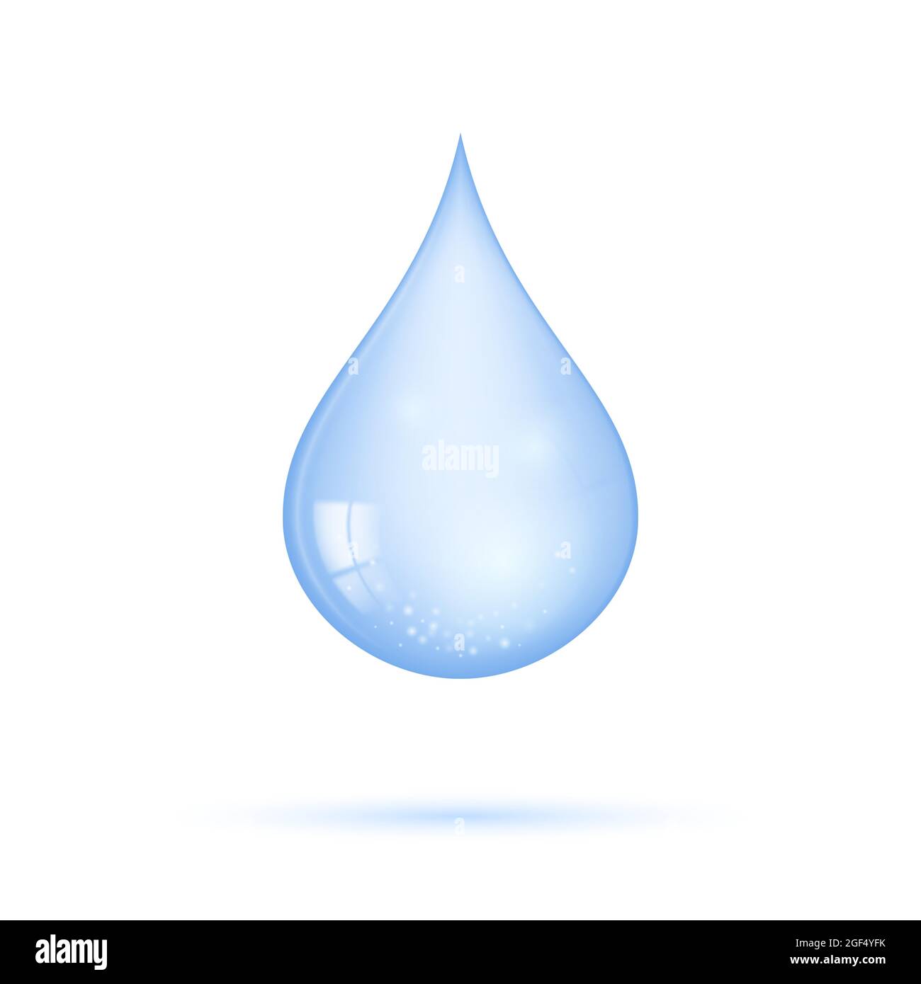 Realistic transparent blue shiny drop of water isolated on white ...