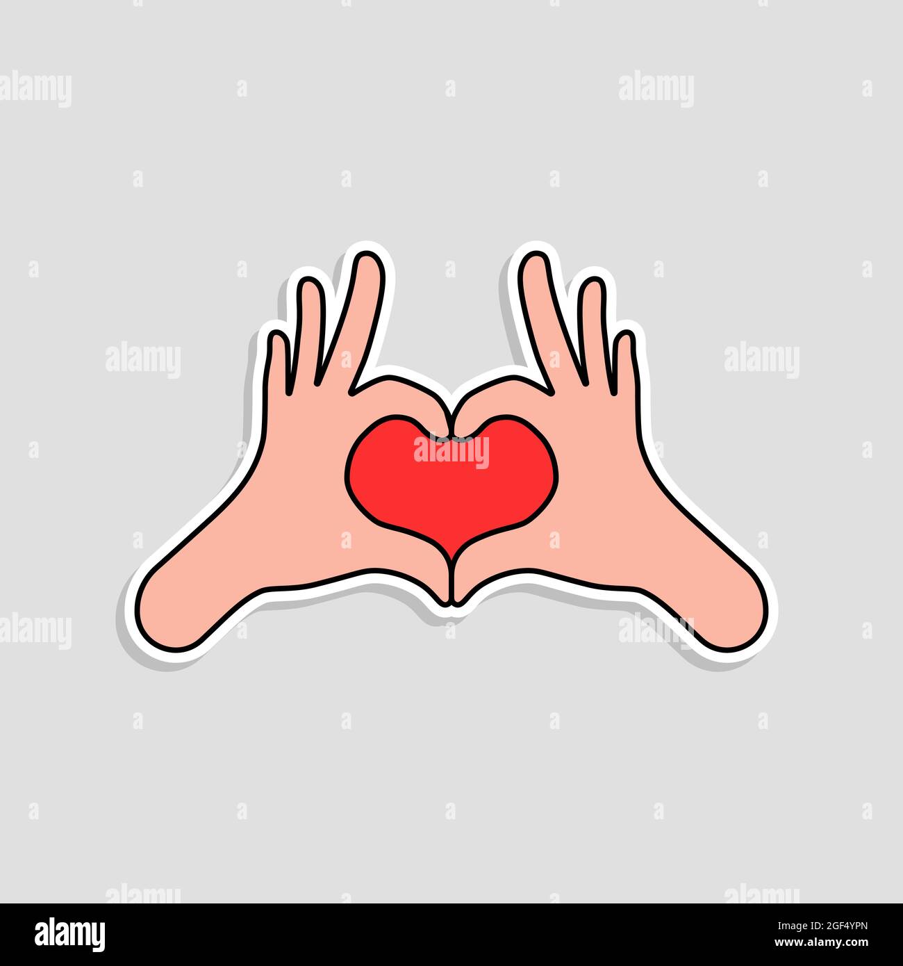 linear sticker like hands make heart Stock Vector Image & Art - Alamy
