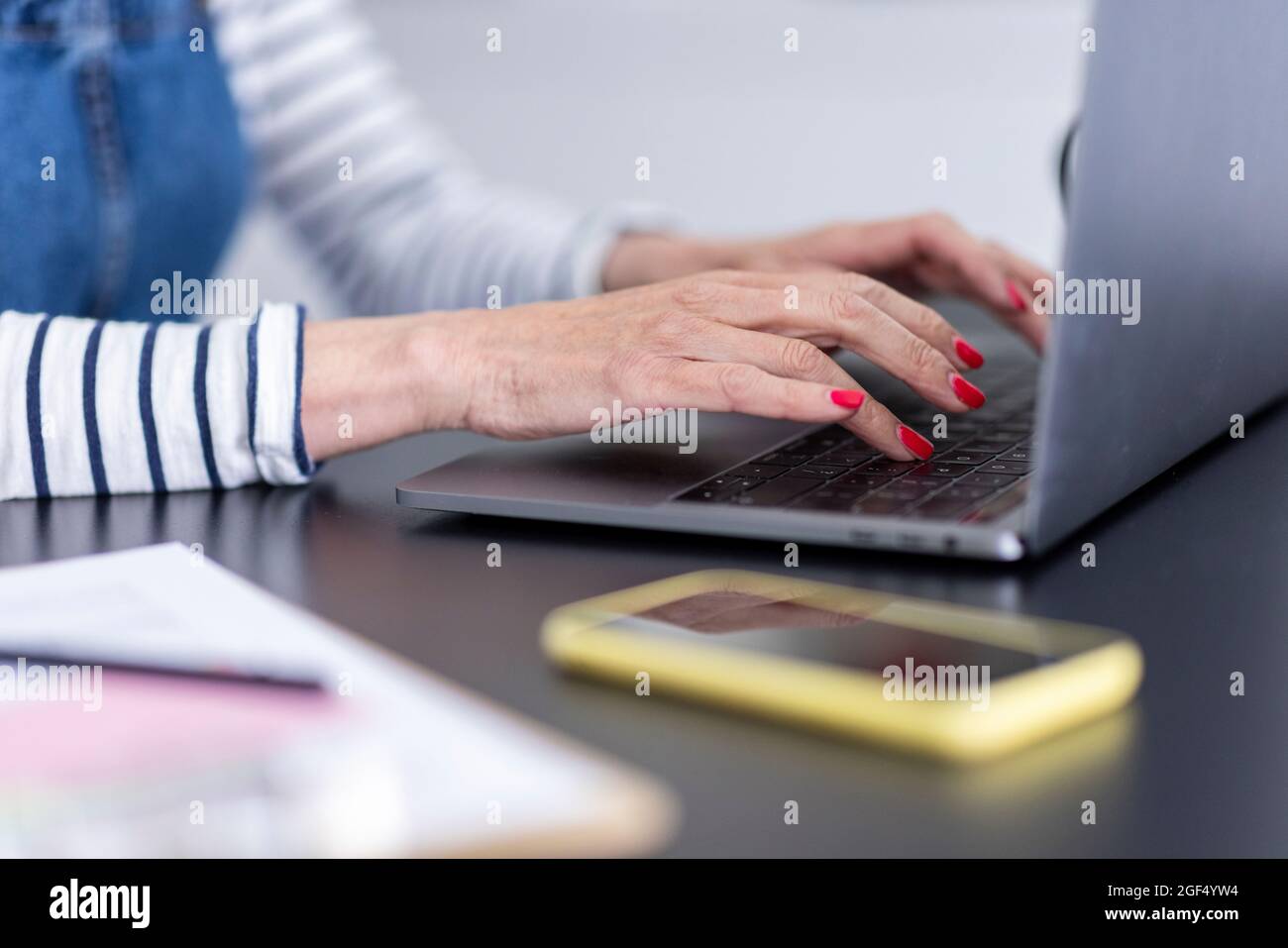 Female professional typing on laptop at home office Stock Photo - Alamy