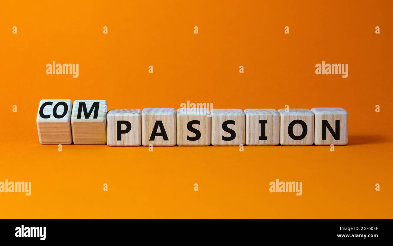 Passion or compassion symbol. Turned wooden cubes and changed the word ...