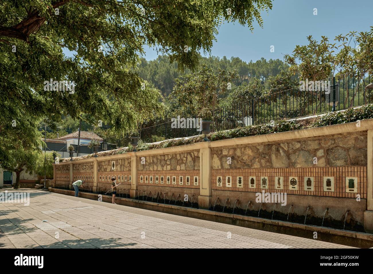 Fountain of the 50 pipes representing the 50 Spanish provinces with the ...