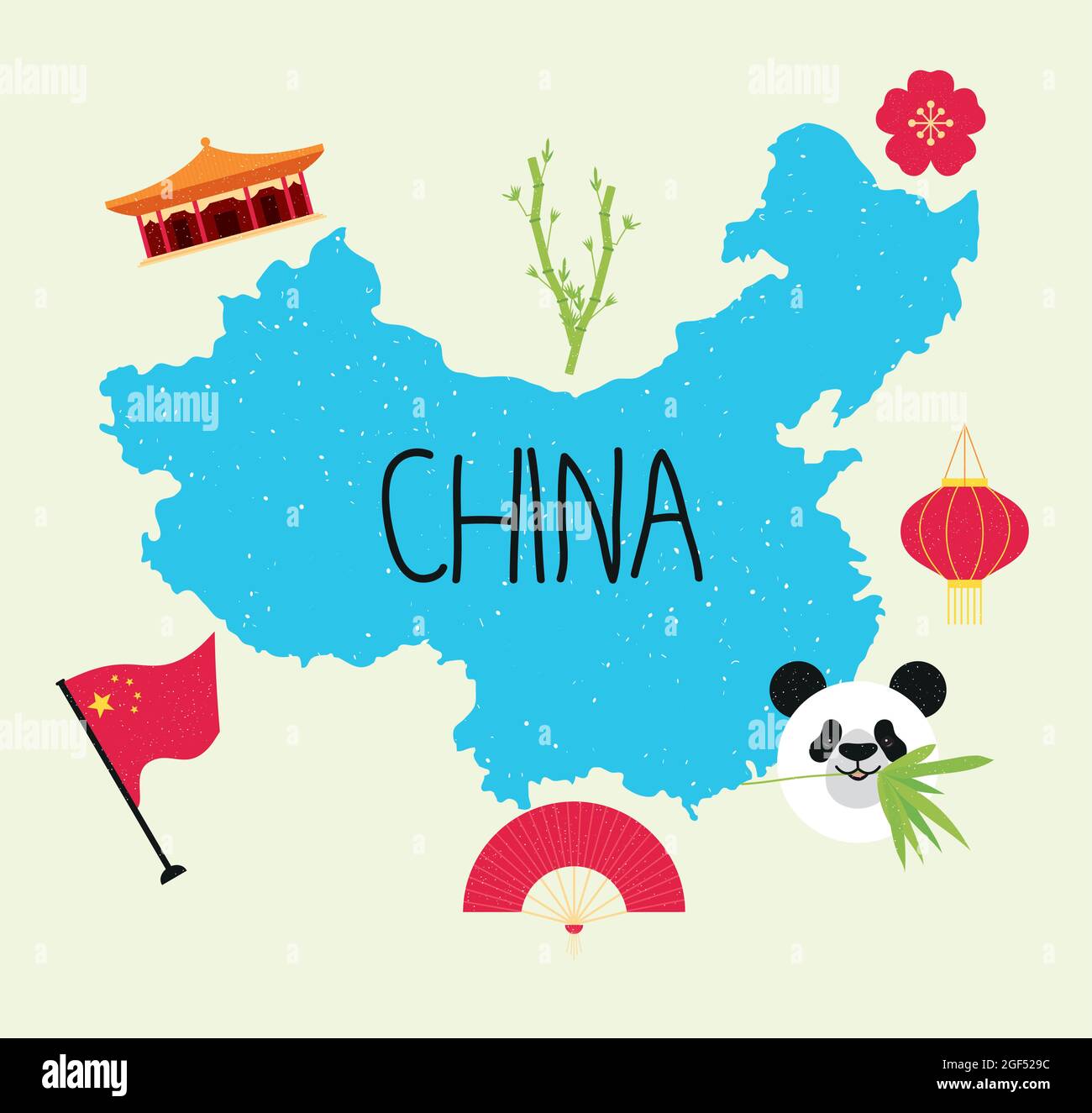 China illustration with map and symbols Stock Vector Image & Art - Alamy