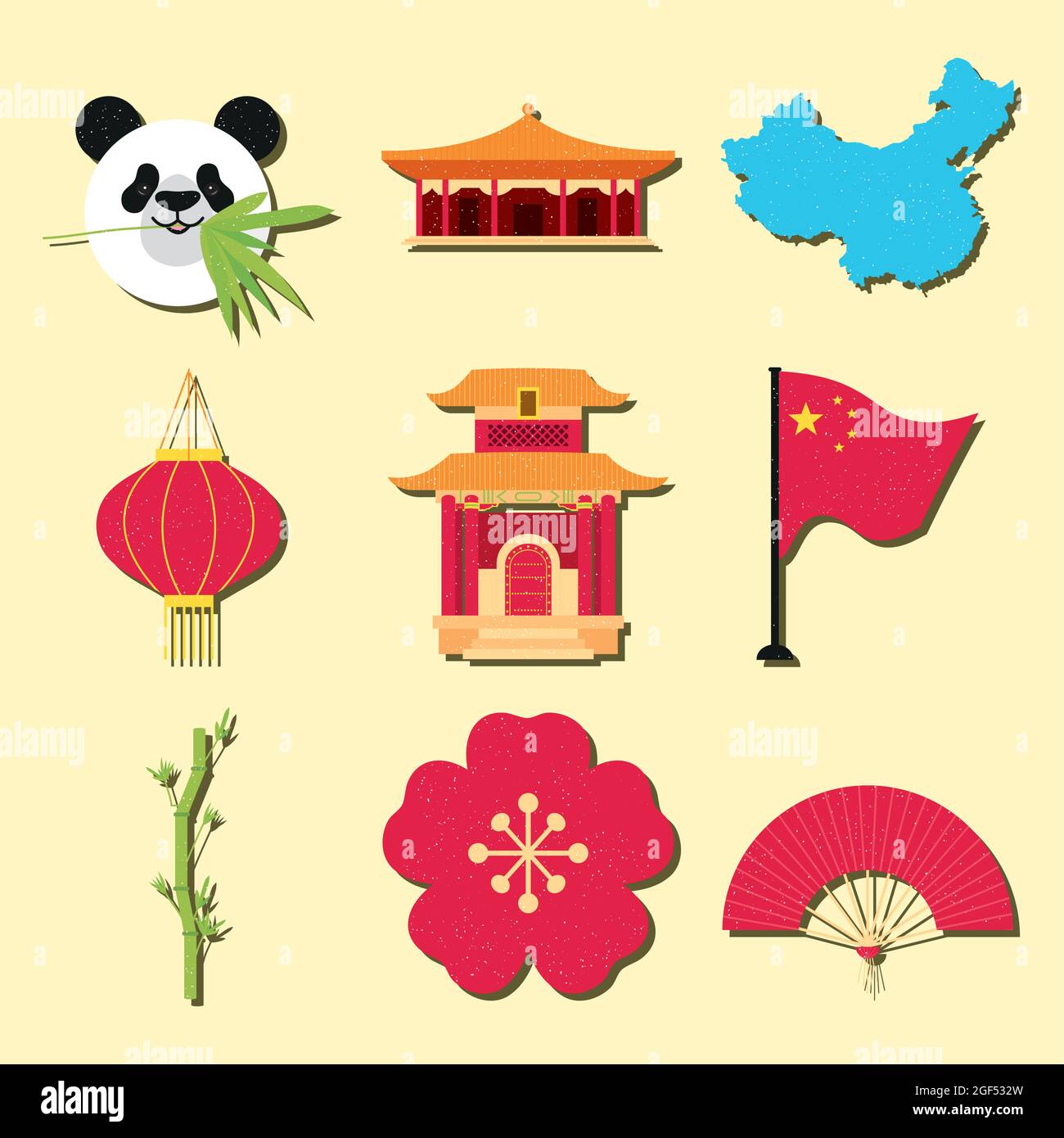 china icon set on yellow background Stock Vector Image & Art - Alamy