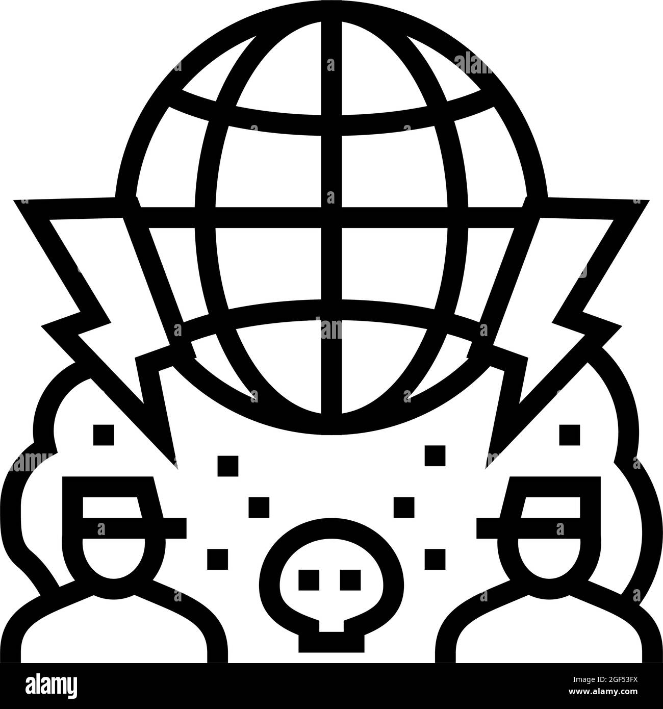 large scale conflict and wars social problem line icon vector ...