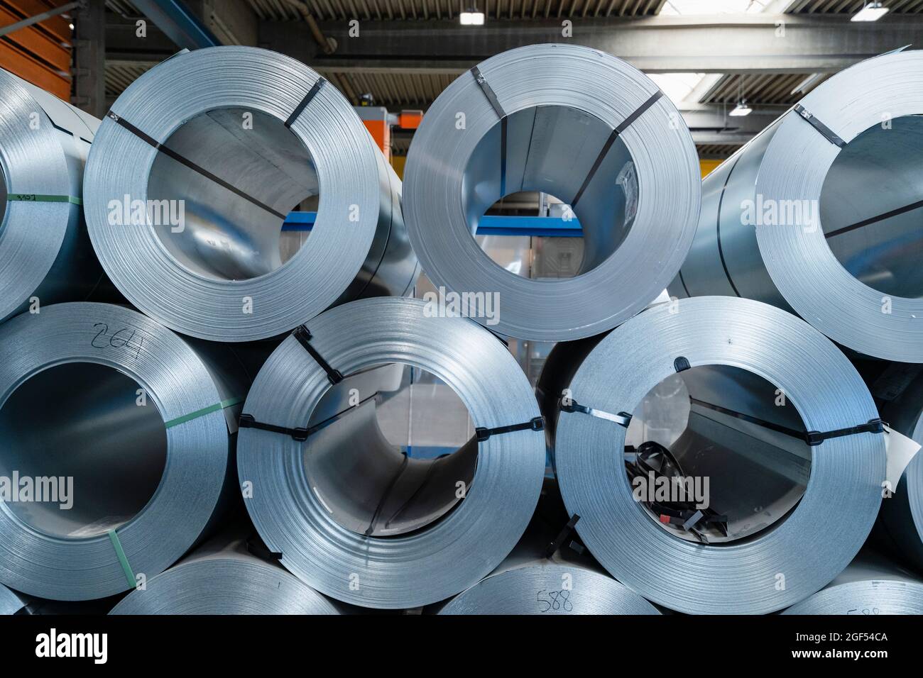 Steel sheet roll stack in industry Stock Photo - Alamy