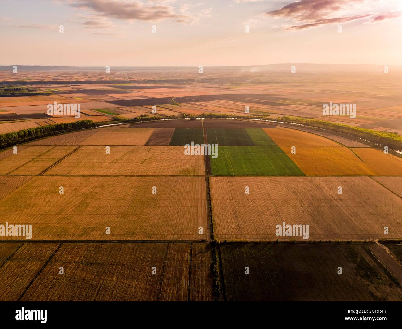 Agricultural landscape at sunset, Vojvodina, Serbia Stock Photo - Alamy