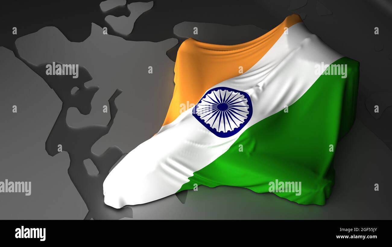 airplane is covered with the flag of the India. 3d rendering Stock ...