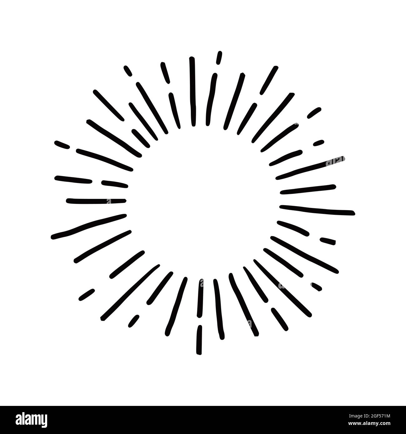 Hand drawn sunburst shine ray and sparkle element. Doodle sketch style ...