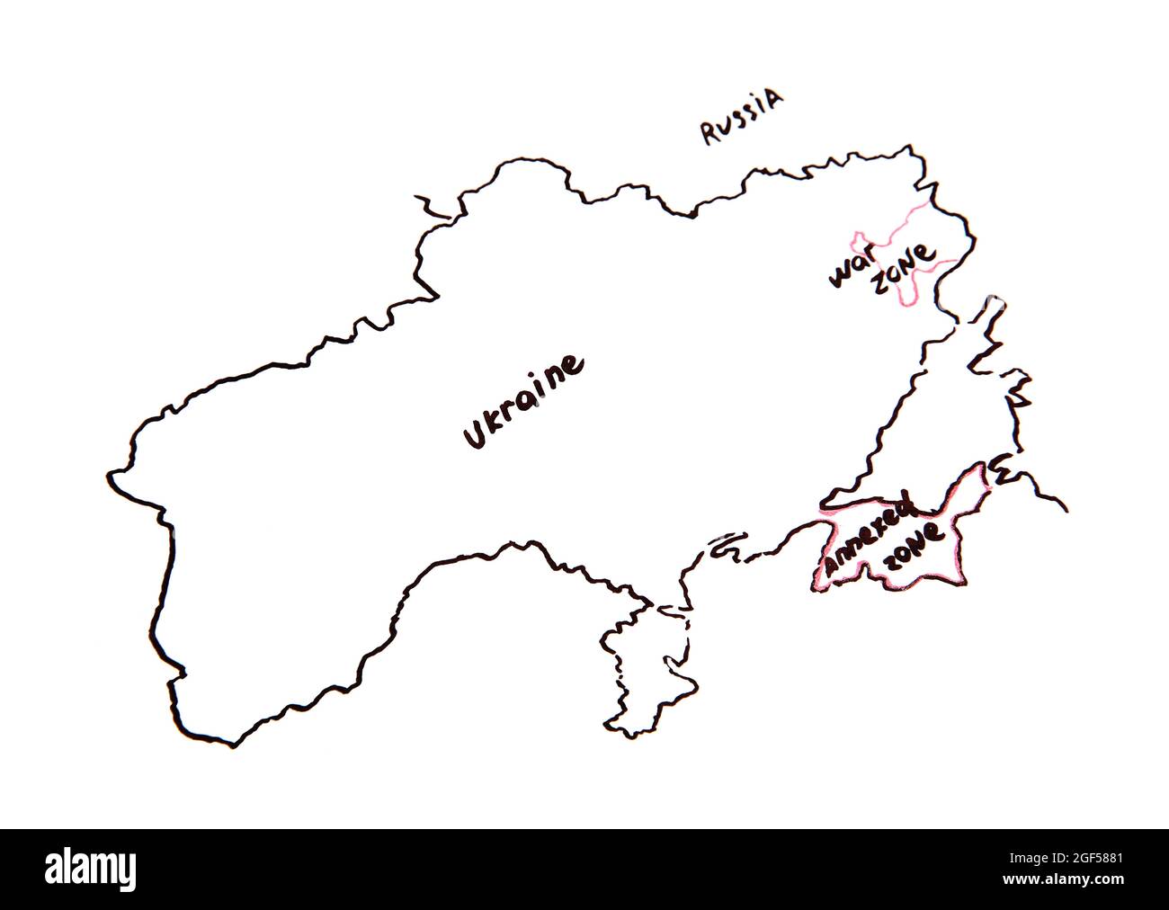 Map Of Ukraine And Russia Territorial Dispute Concept Stock Photo Alamy