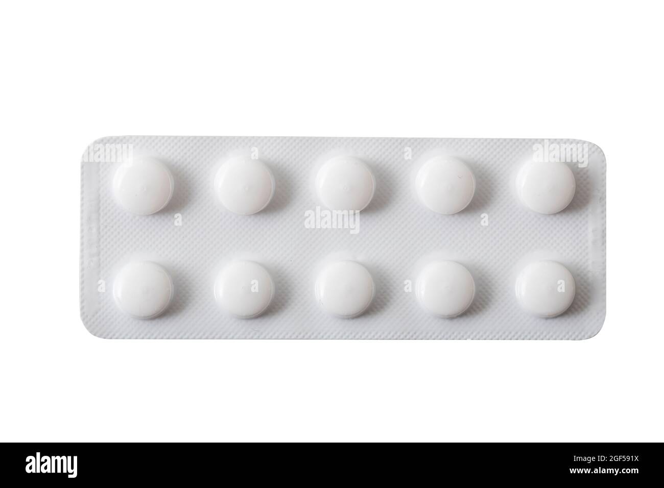 Plastic plate with white pills isolated on a white background Stock ...