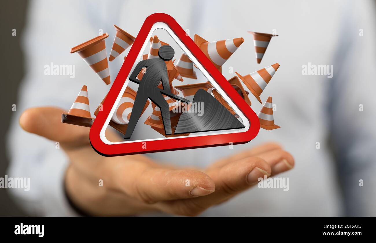 3D render of the symbol of website under construction Stock Photo - Alamy