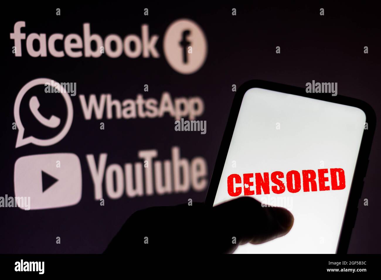 In this photo illustration the red alerting word censored is seen ...