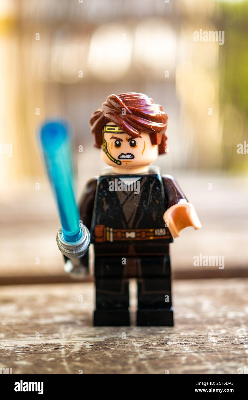 POZNAN, POLAND - Aug 09, 2021: A vertical shot of a Lego Star Wars ...