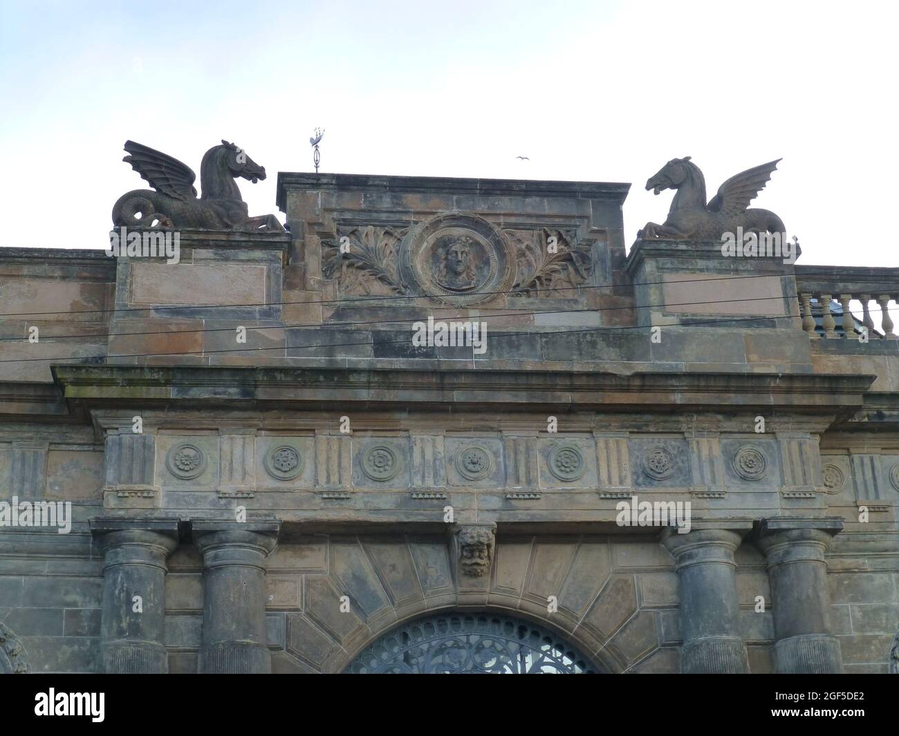 Horses with wings flying top of archway monument famous Glasgow ...