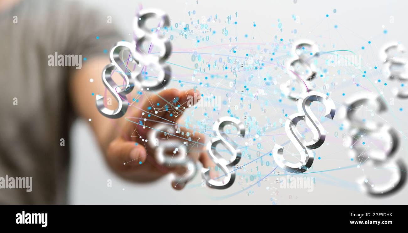 Person presenting the virtual projection of the paragraph signs Stock ...