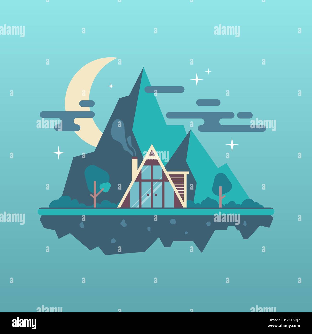 Floating island village Stock Vector Images - Alamy