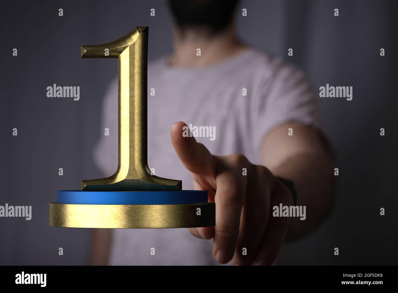 Person presenting a first-place award Stock Photo - Alamy
