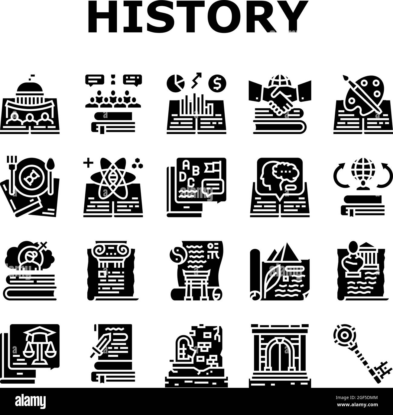 History Learn Educational Lesson Icons Set Vector Stock Vector Image ...