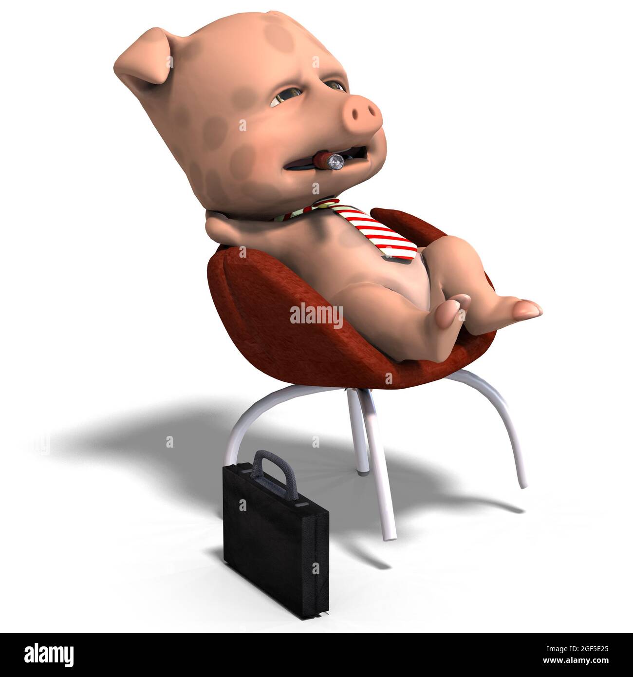 cute toon pig relaxes after a hard working day, 3d-illustration Stock ...