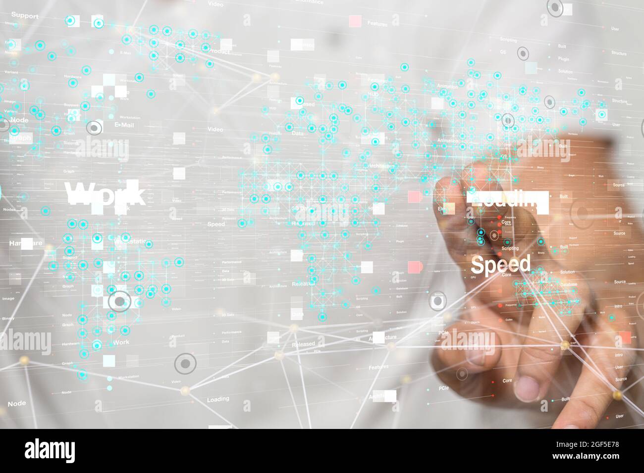 Person presenting the virtual projection of web development concept ...