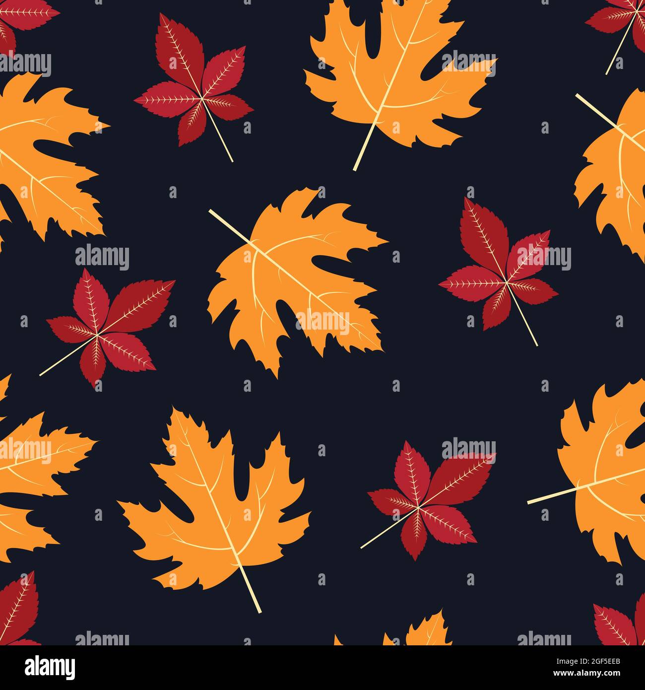 Forest dried leaves. Vector seamless pattern in flat design Stock ...