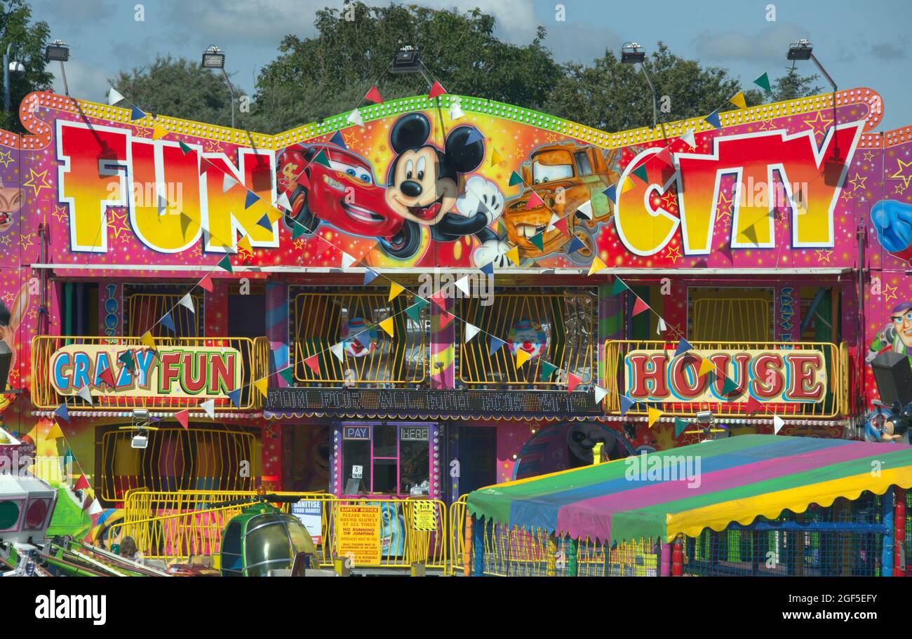 Entrance to a funfair ride at Morecambe seaside resort, Lancashire ...
