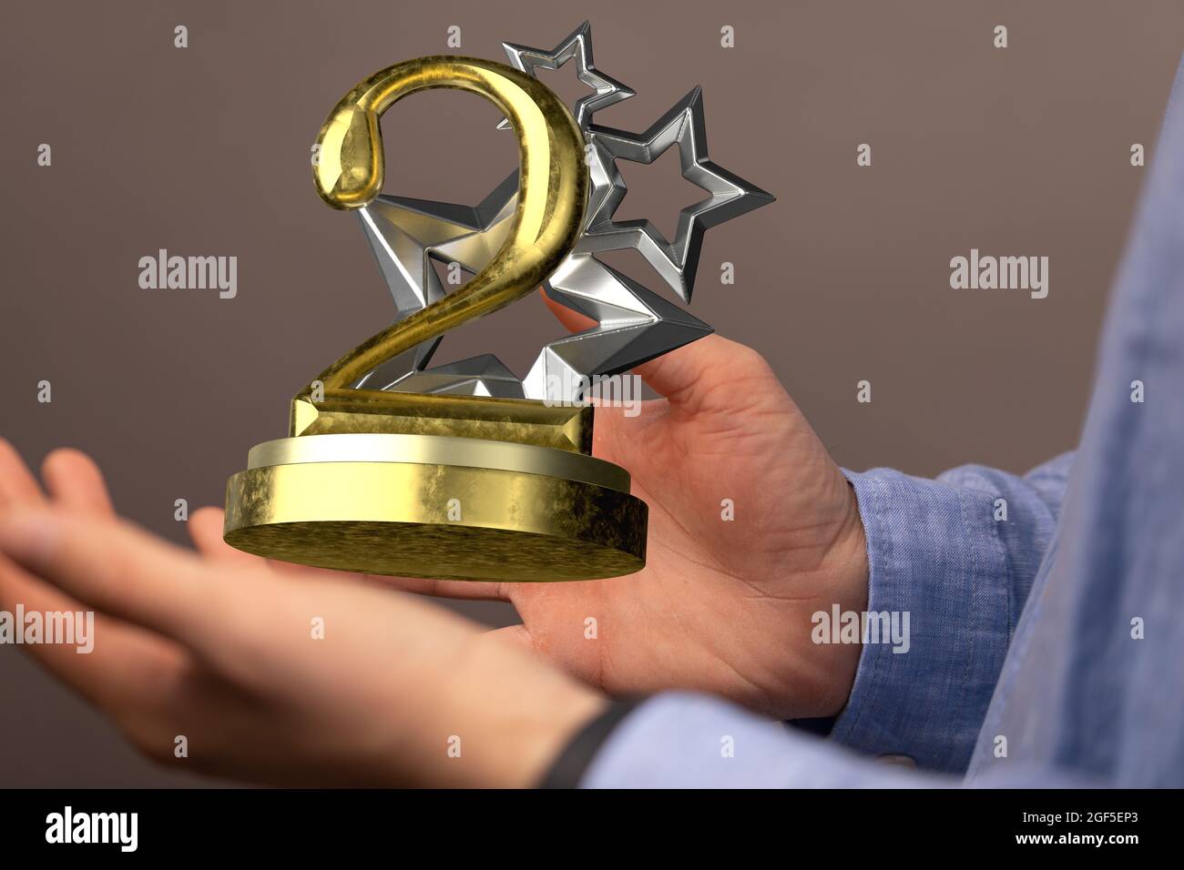 Person presenting a second-place award Stock Photo - Alamy