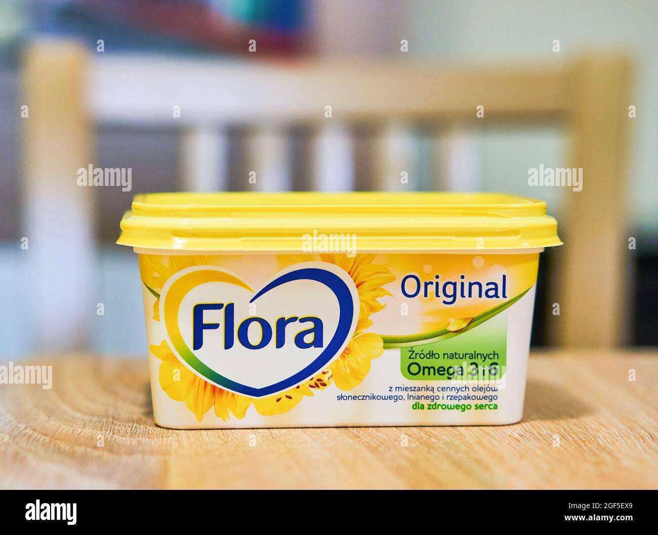 POZNAN, POLAND - Nov 27, 2017: A Flora Original margarine with Omega 3 ...