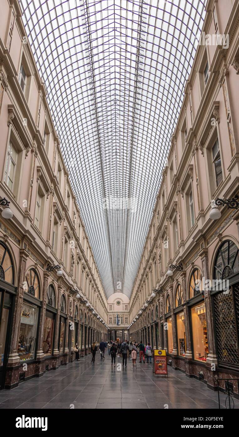 Brussels, Belgium - July 31, 2021: Galerie de la Reine is oldest ...