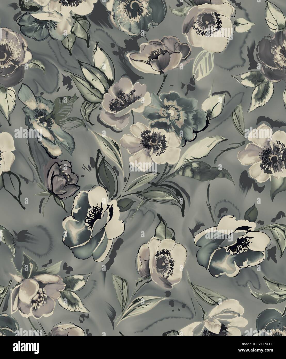 Monochrome floral pattern hi-res stock photography and images - Alamy