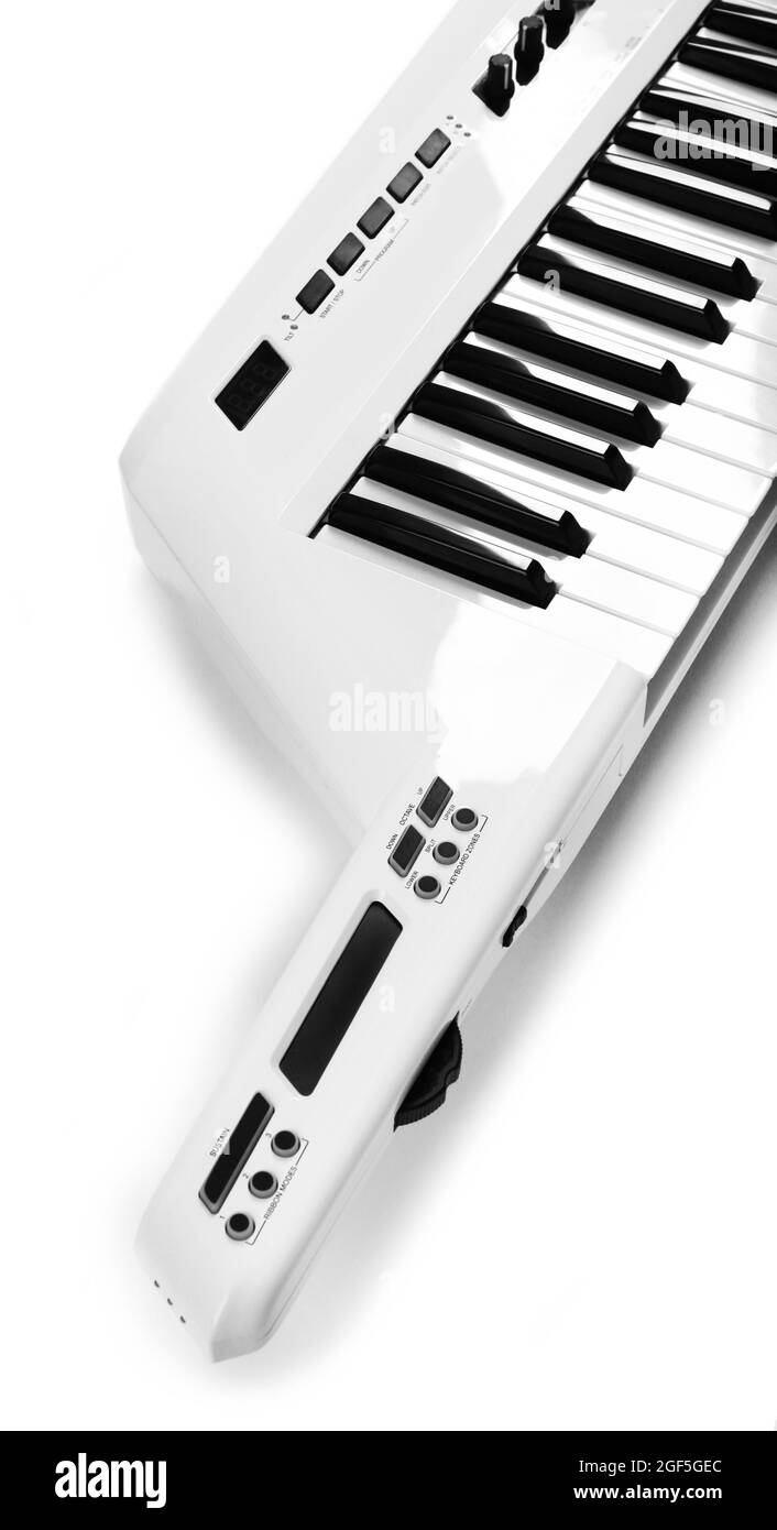 Keyboard of synthesizer closeup Stock Photo - Alamy
