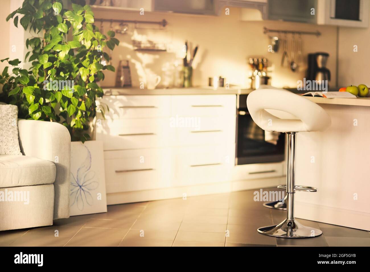 Modern beautiful kitchen interior Stock Photo - Alamy