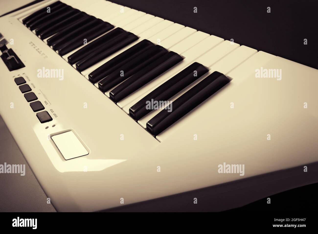 Keyboard of synthesizer closeup Stock Photo - Alamy