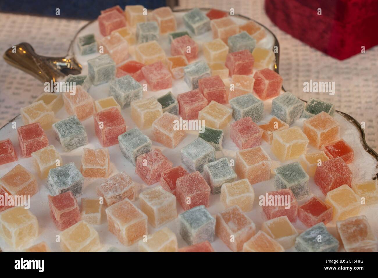 Traditional Turkish Delight, Sugar coated soft candy Stock Photo - Alamy